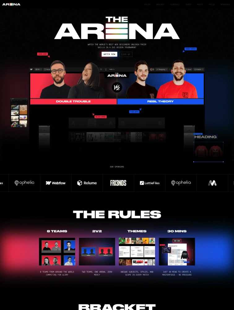 The Arena website design - Lapa Ninja