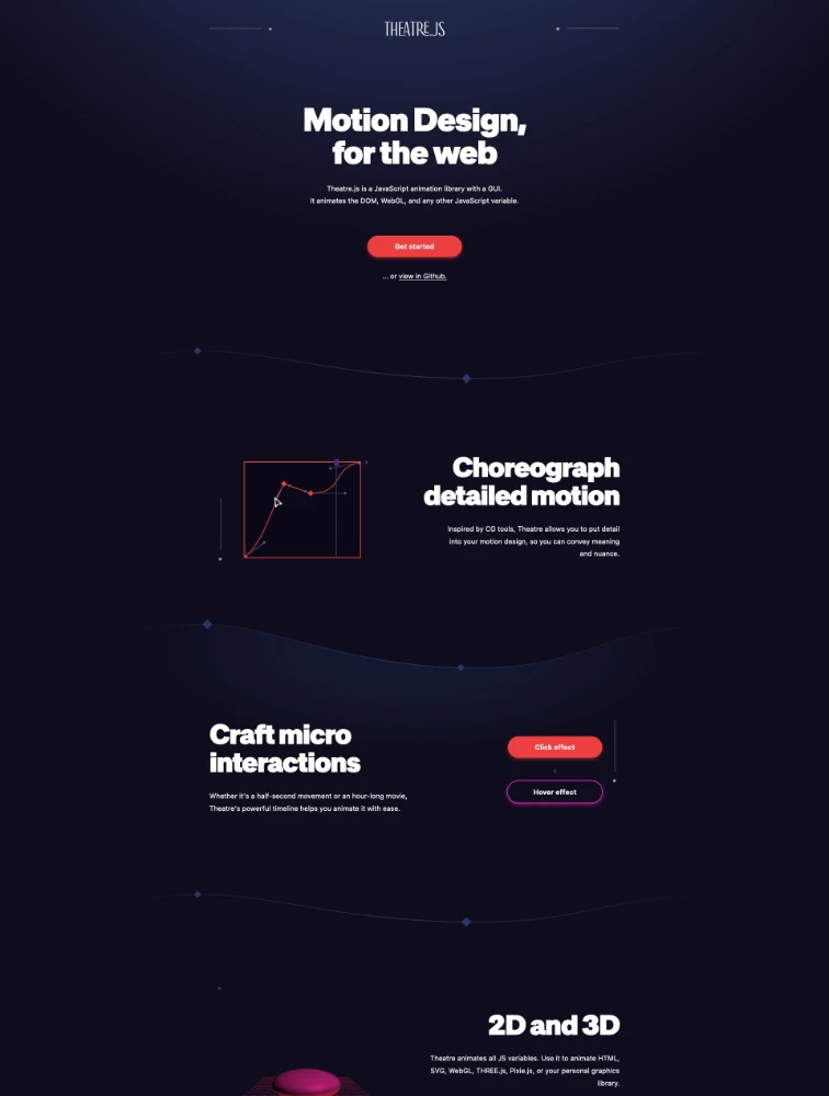 Theatre.js website design - Lapa Ninja