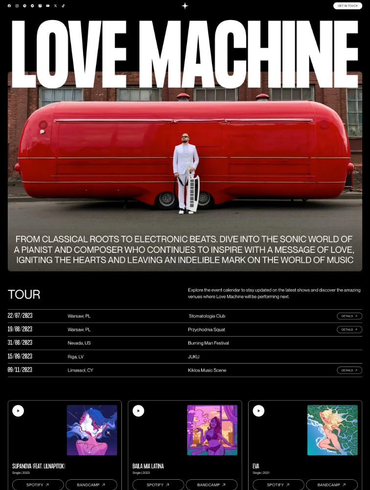 Love Machine website design - Lapa Ninja