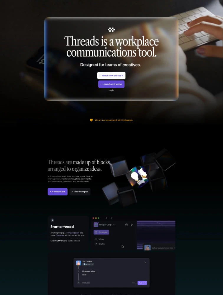 Threads website design - Lapa Ninja