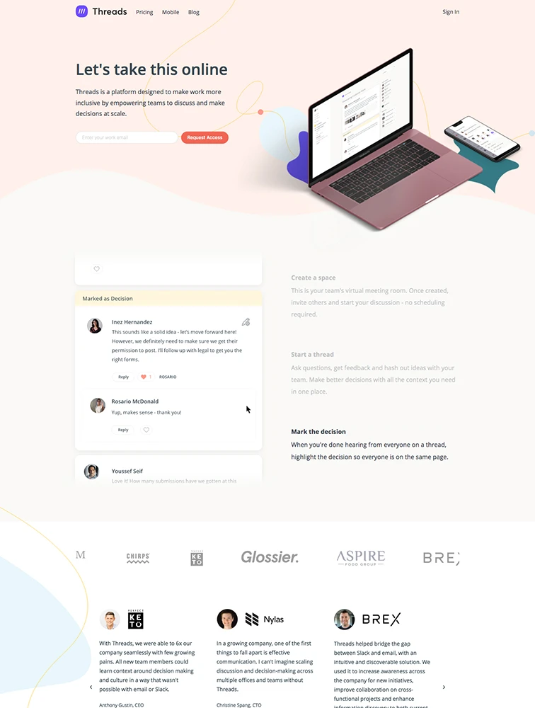 Threads website design - Lapa Ninja