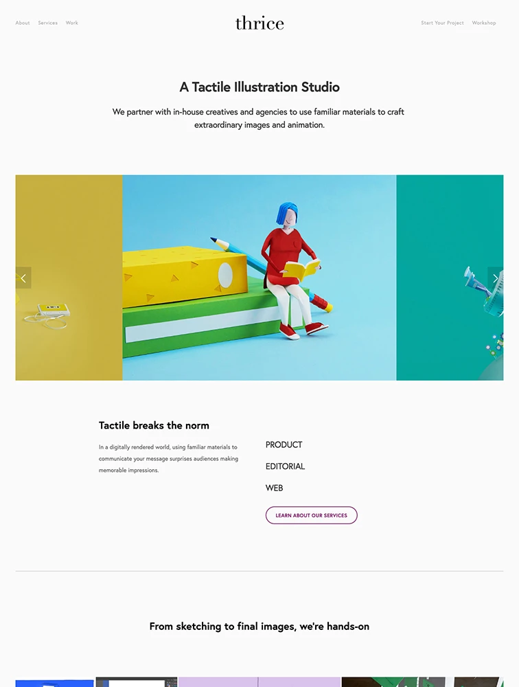 Thrice Studio website design - Lapa Ninja