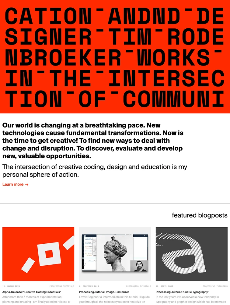 Tim Rodenbröker website design - Lapa Ninja