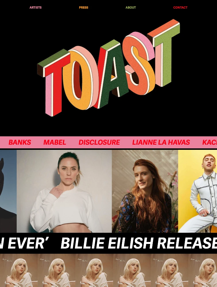 Toast Press website design - Lapa Ninja