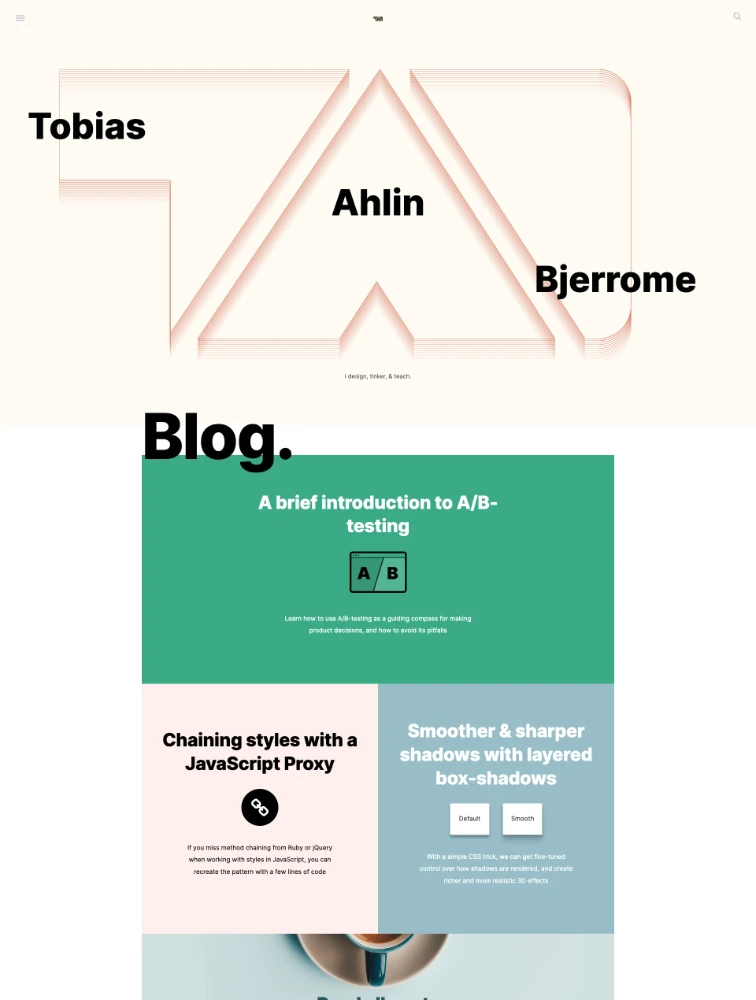 Tobias Ahlin website design - Lapa Ninja