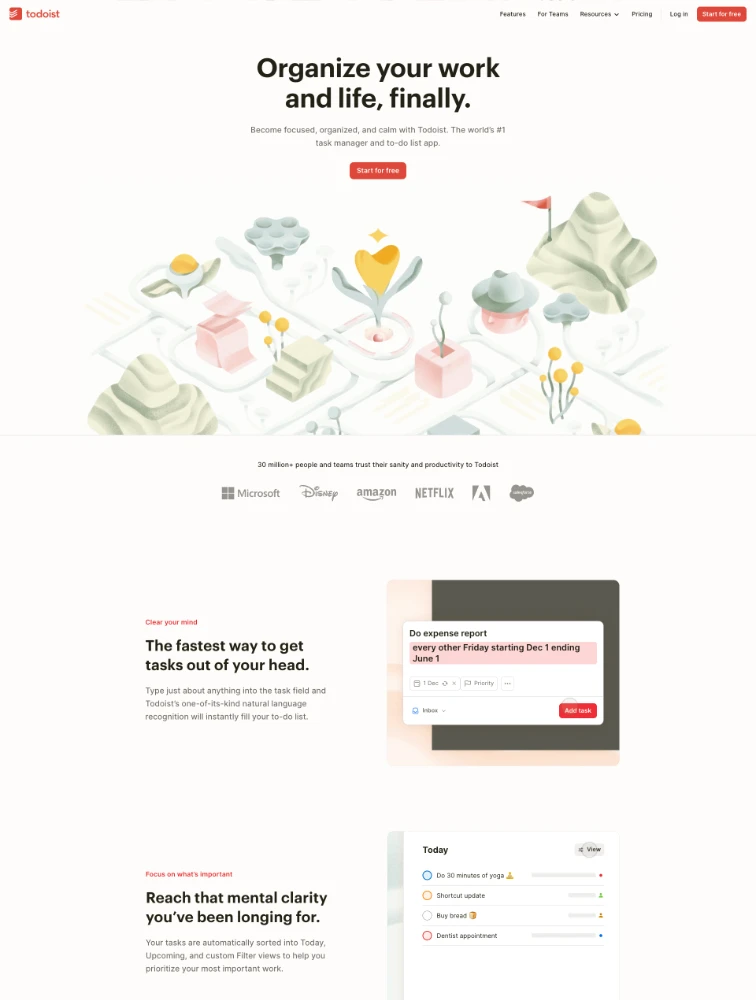 Todoist website design - Lapa Ninja