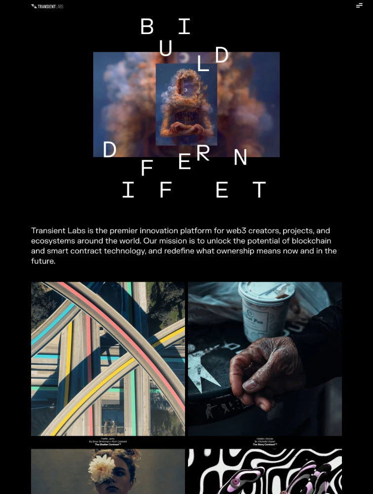 Transient Labs website design - Lapa Ninja