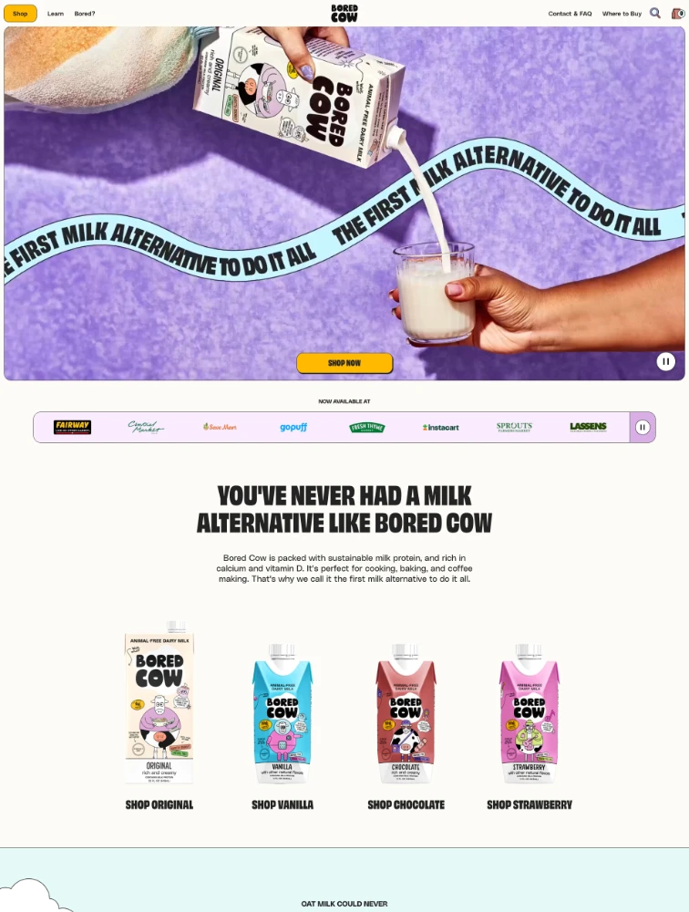 Bored Cow website design - Lapa Ninja