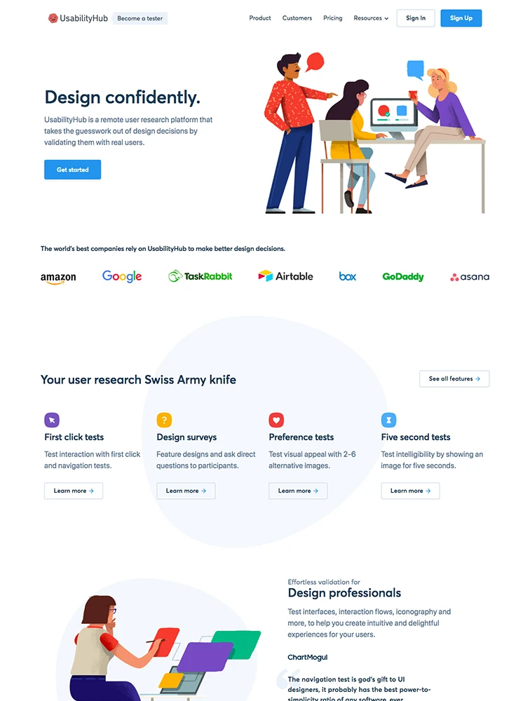 UsabilityHub website design - Lapa Ninja