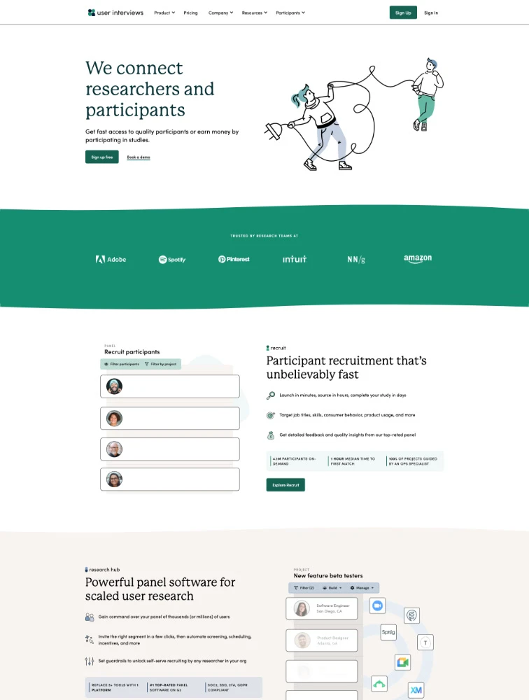 User Interviews website design - Lapa Ninja