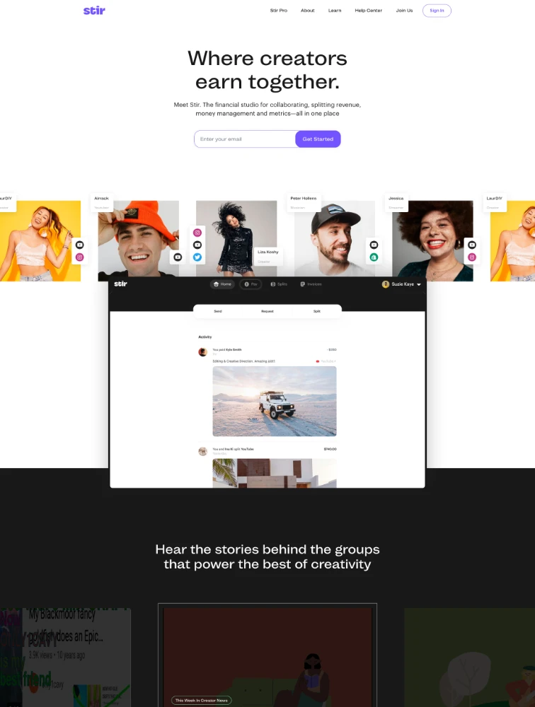 Stir website design - Lapa Ninja