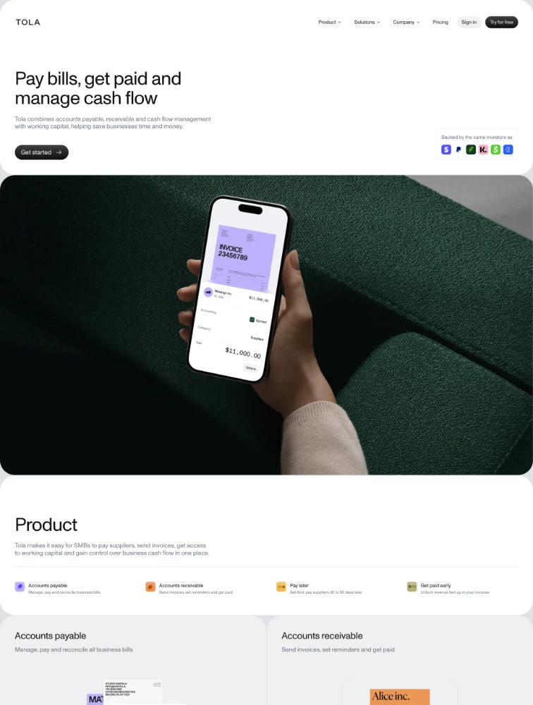 Tola website design - Lapa Ninja
