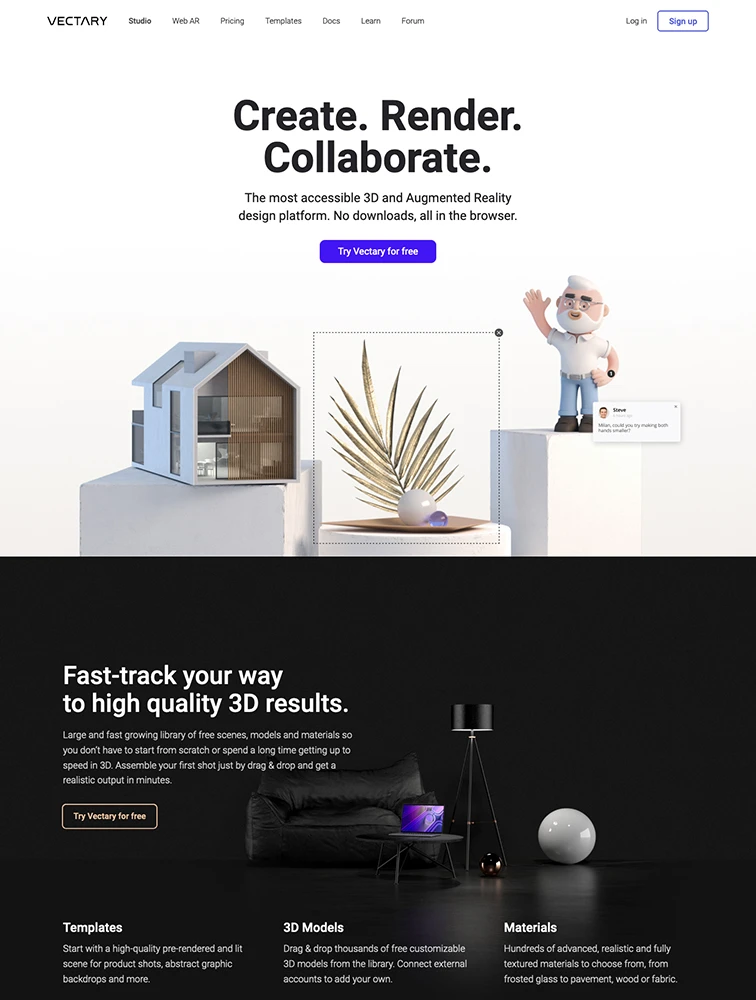 Vectary website design - Lapa Ninja