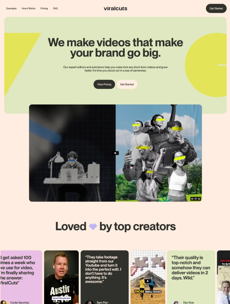 ViralCuts website design - Lapa Ninja