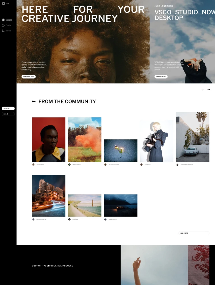 VSCO website design - Lapa Ninja