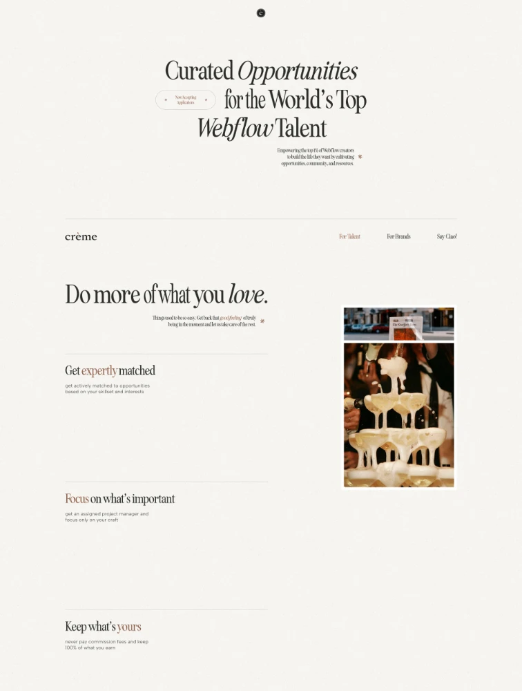 Crème website design - Lapa Ninja