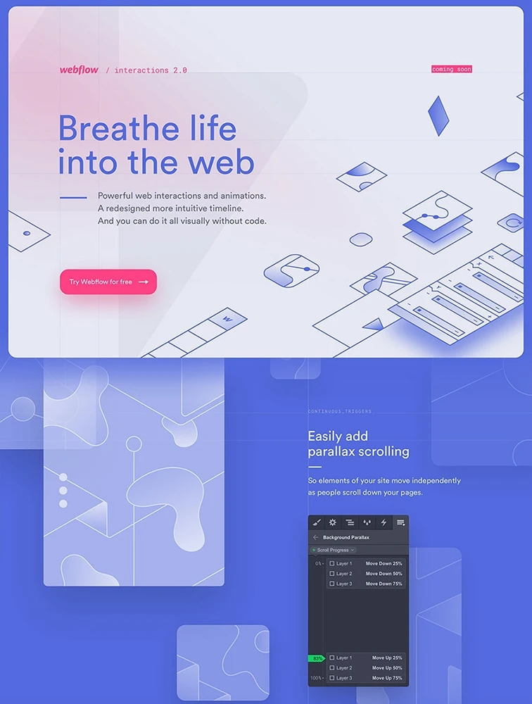 Webflow Interactions 2.0 website design - Lapa Ninja
