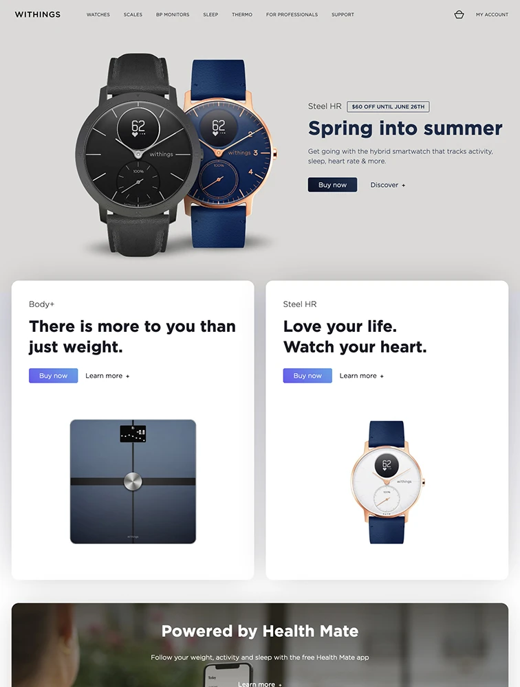 Withings website design - Lapa Ninja