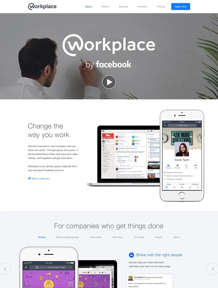 Workplace by Facebook website design - Lapa Ninja