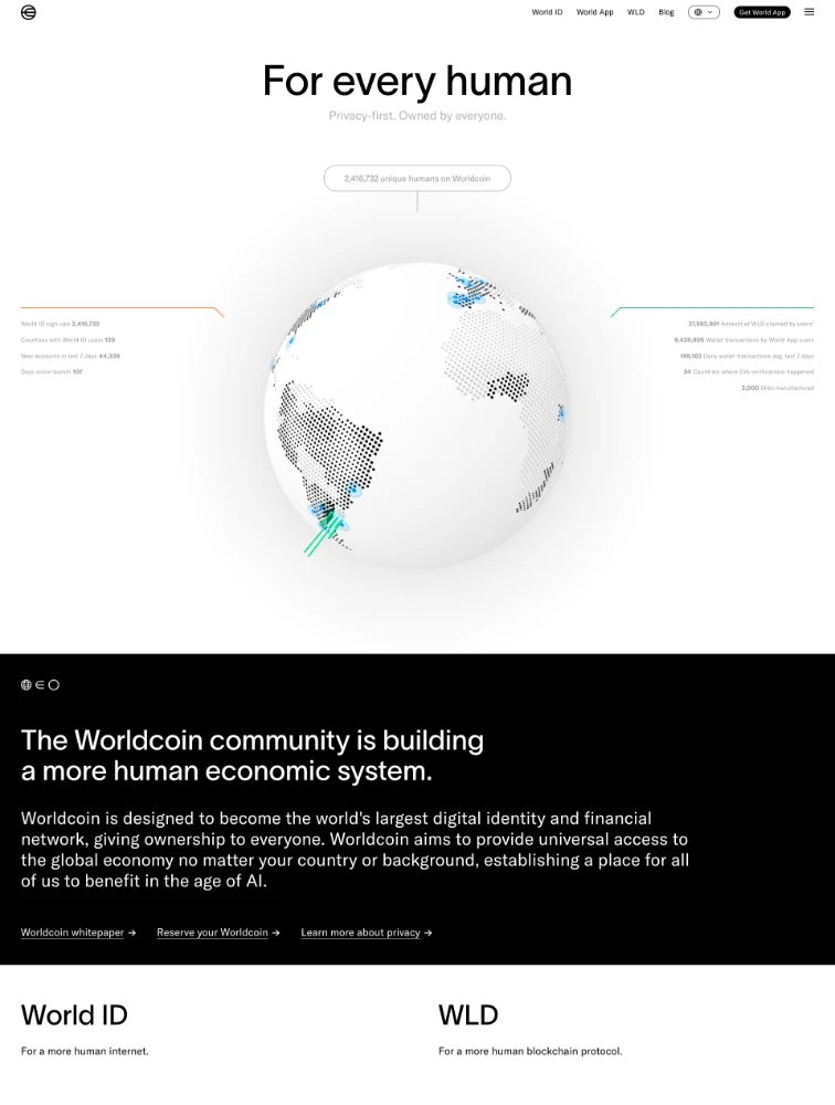 Worldcoin - Website Showcase | Lapa Ninja
