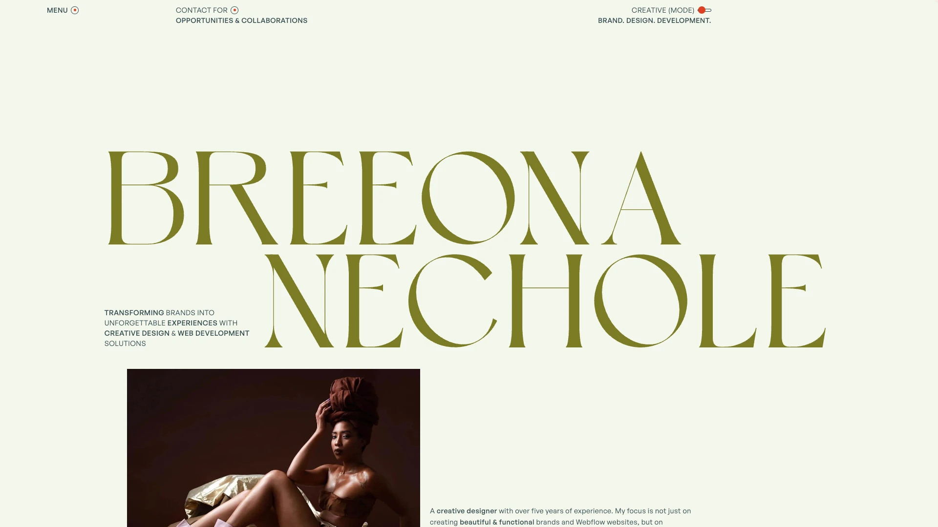 Breeona Nechole - Landing Page Design | Lapa Ninja