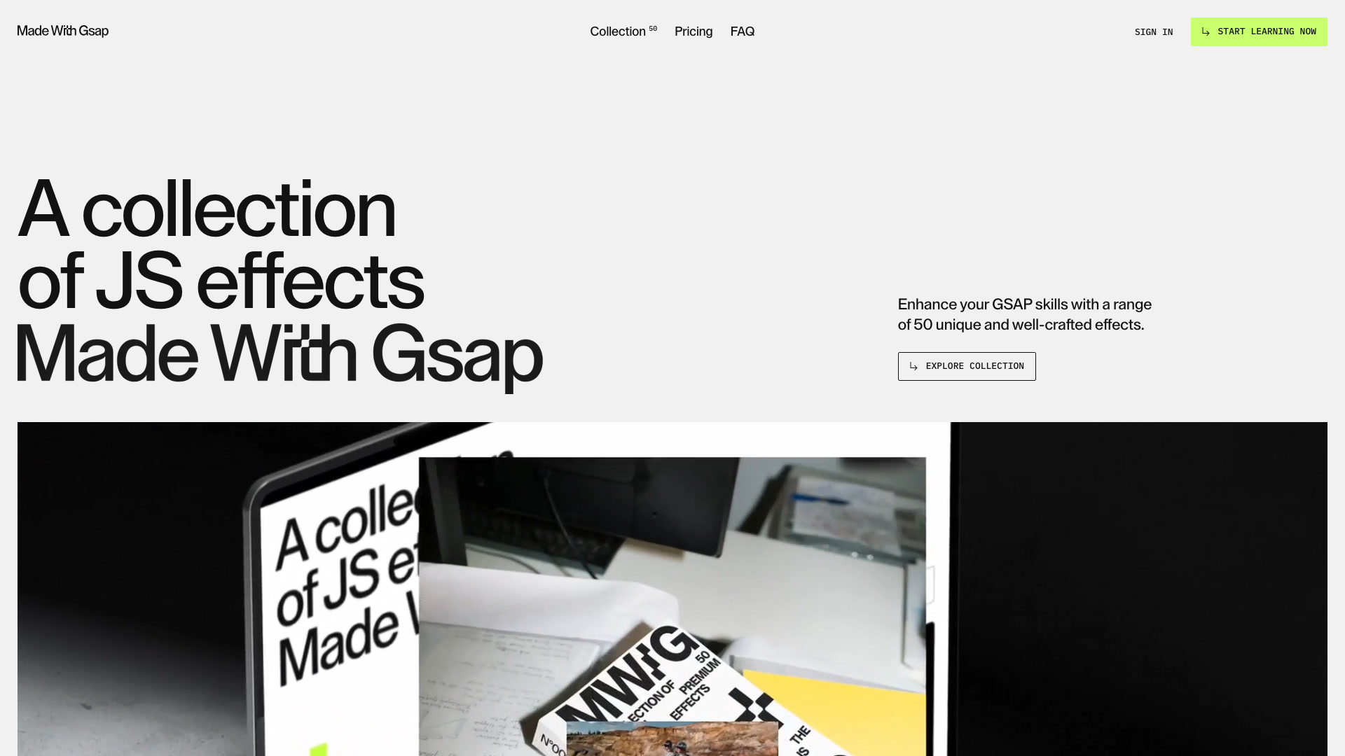 Made With Gsap website design - Lapa Ninja